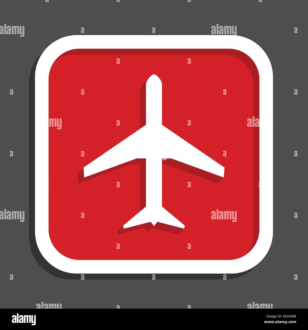 Plane vector icon. Flat design square internet red button Stock Vector ...