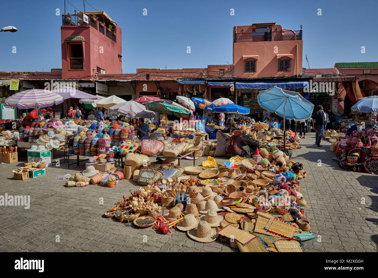 souvenir stalls on Berber market in Marrakesh, Morocco, Africa Stock ...