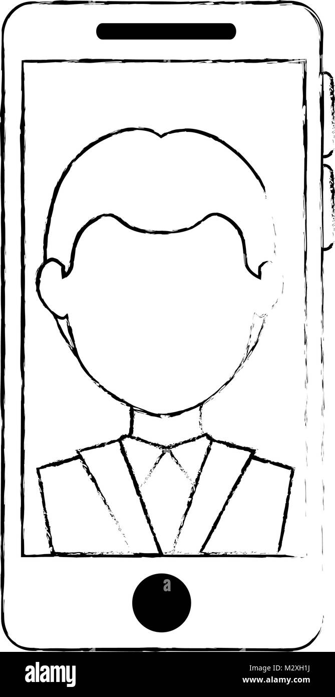 Avatar man cellphone icon Black and White Stock Photos & Images - Alamy