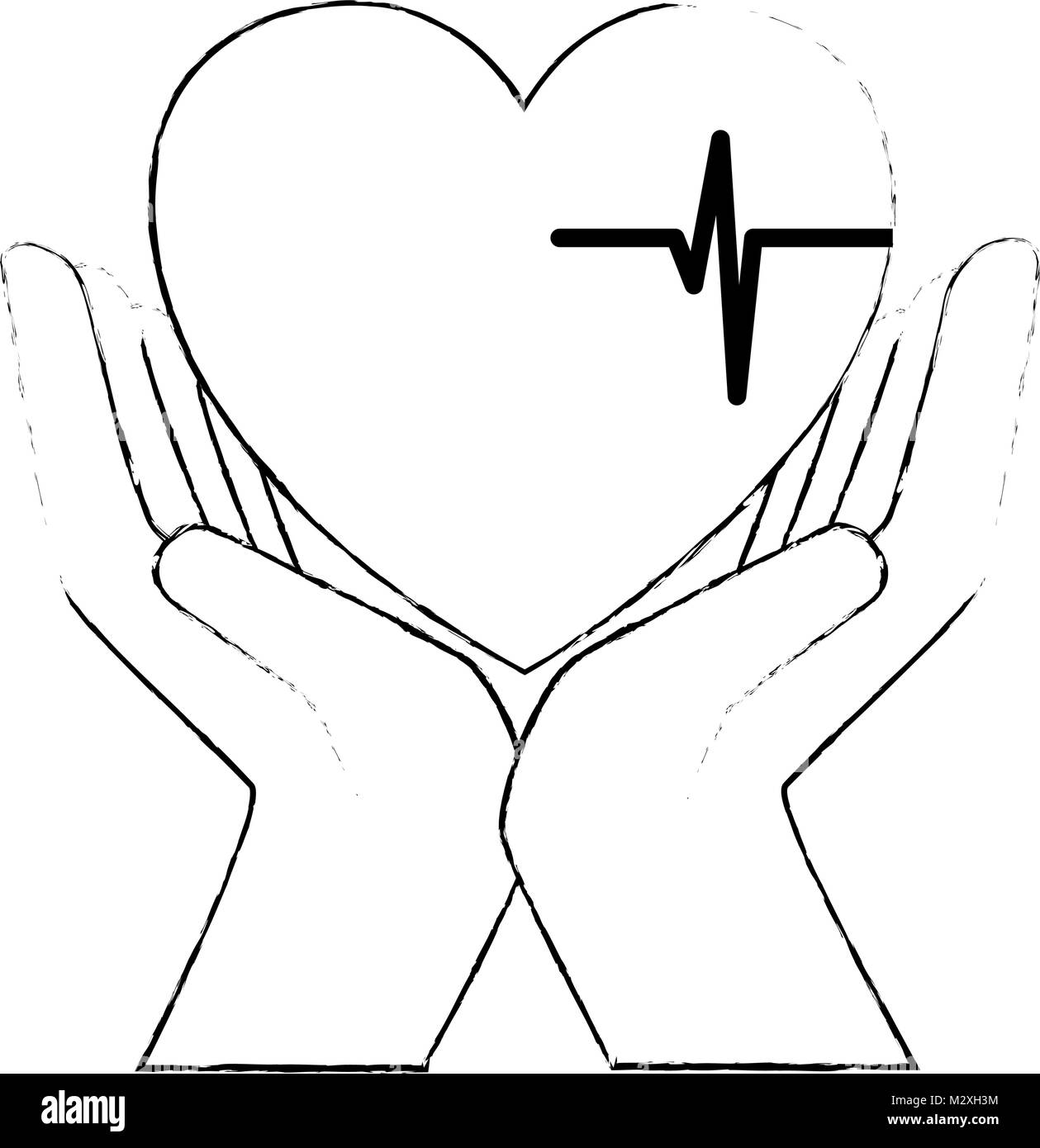 Hands With Heart Cardio Isolated Icon Stock Vector Image And Art Alamy