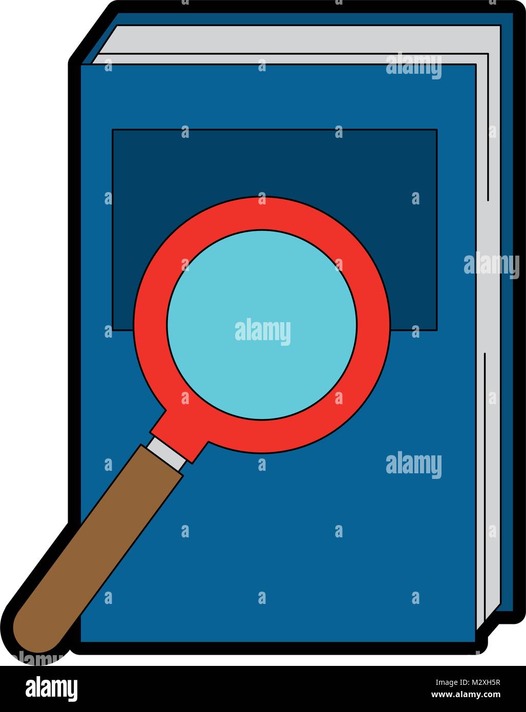 text book with magnifying glass Stock Vector Image & Art - Alamy