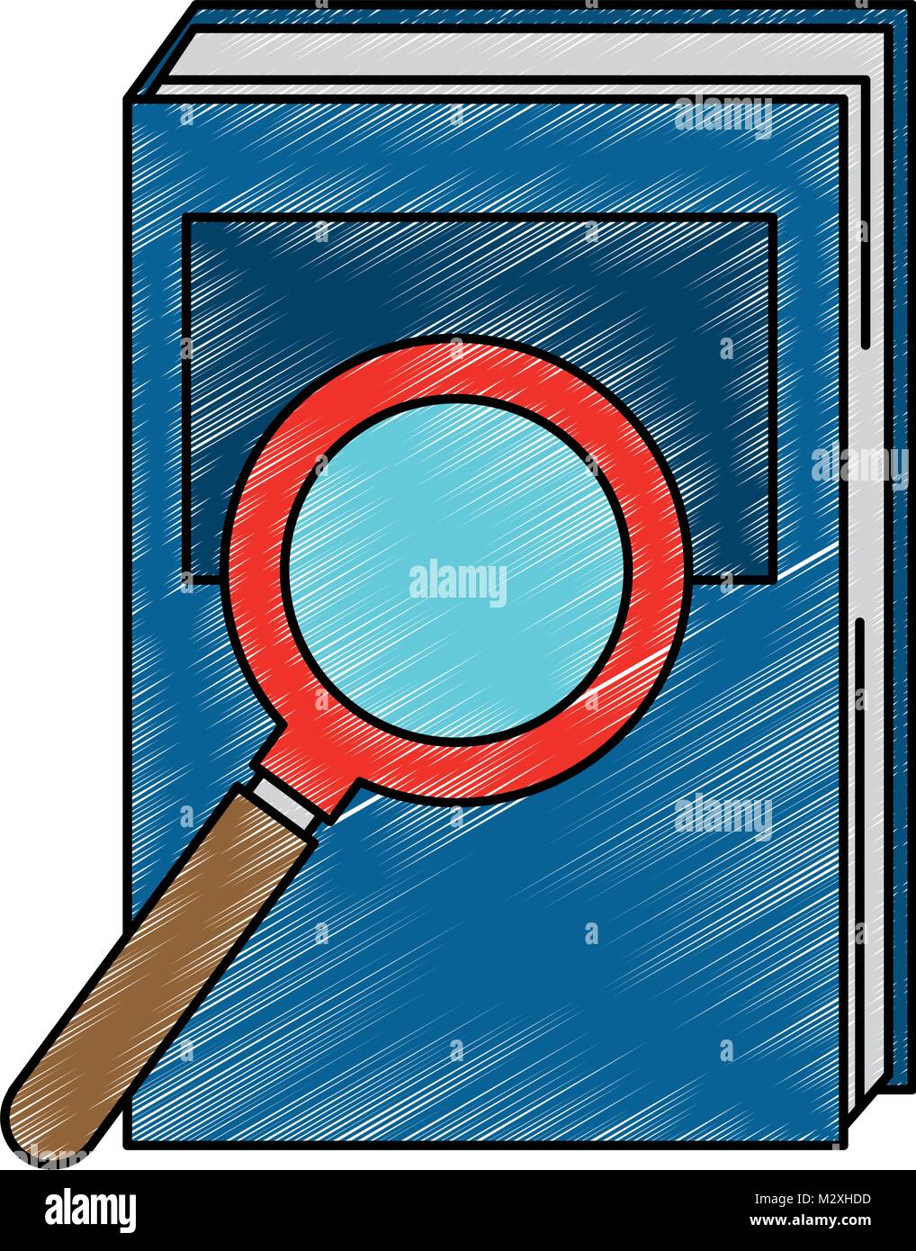 text book with magnifying glass Stock Vector Image & Art - Alamy