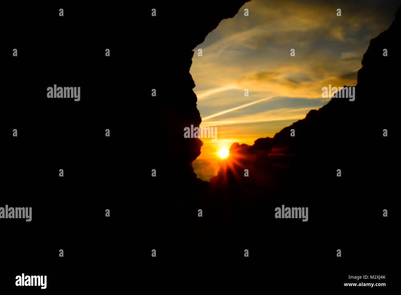 Sunset over Calella coast. In a recondit place in Catalonian coast ...