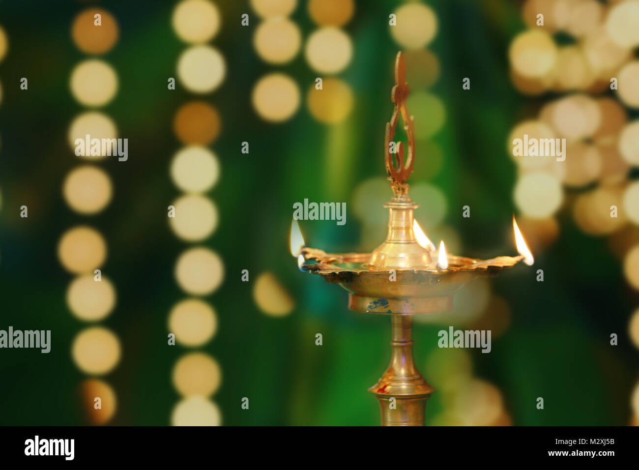 Beautiful lighting set on wedding festival, Closeup shot on Oil lamps ...