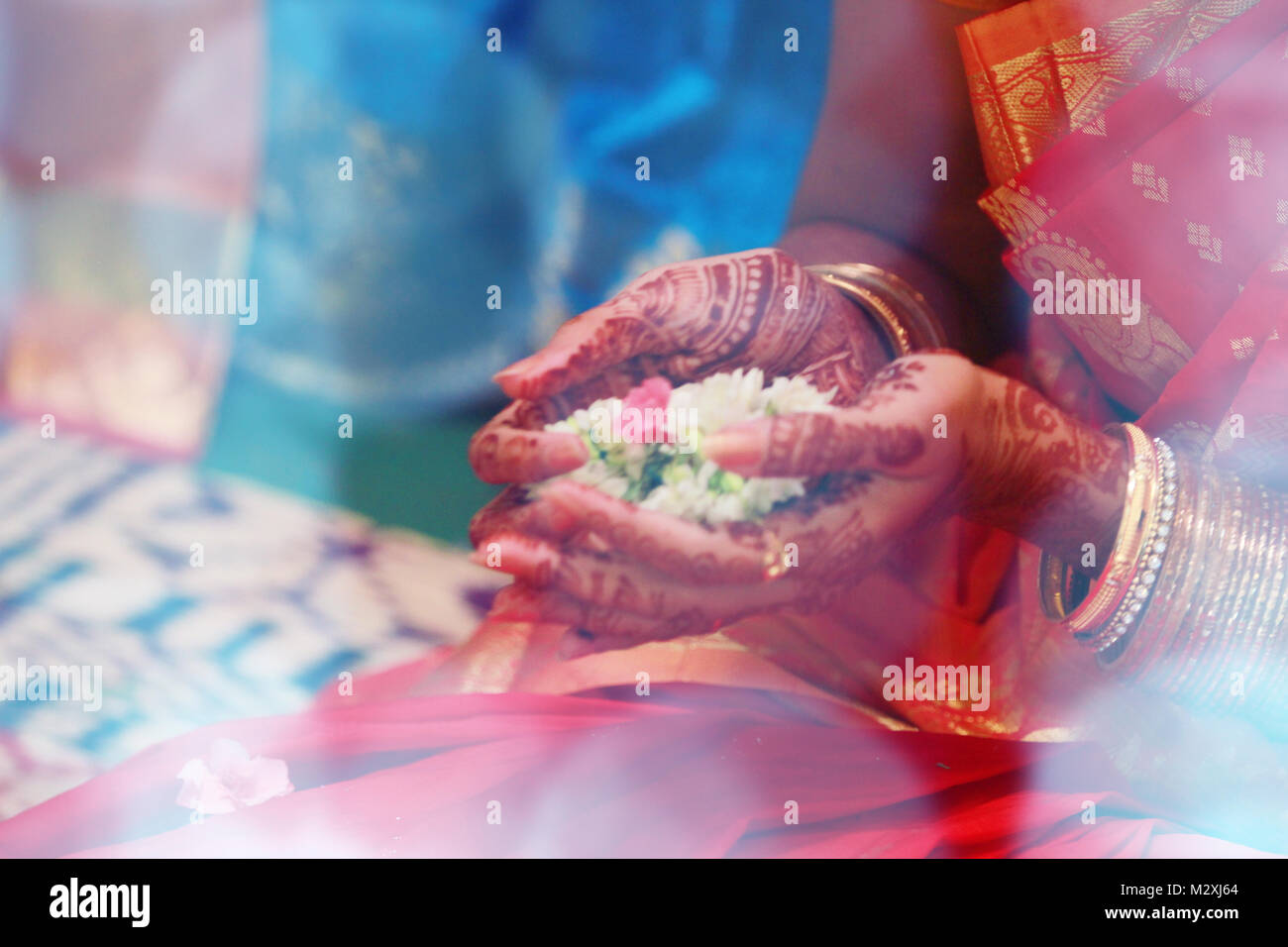 Indian wedding ceremony traditions and rituals with colorful lights ...