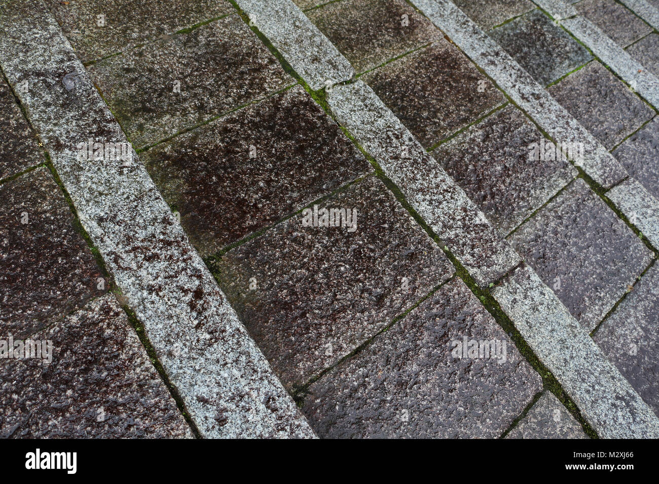 Old stone pavement in Kyoto,Japan with alternating bands of gray and ...