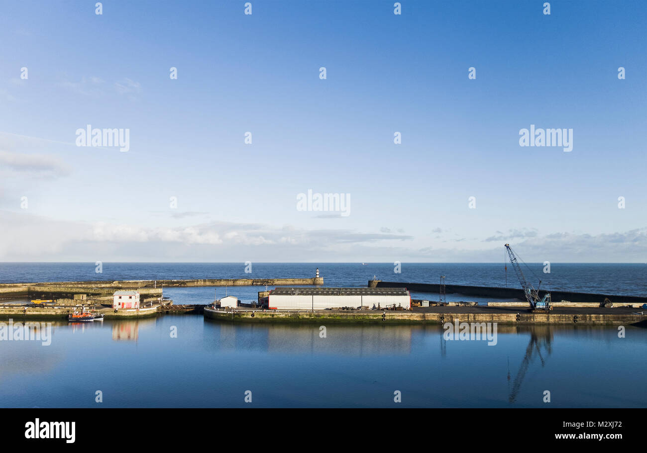 Landscape of Seaham harbour, county Durham with dead or copy space ...