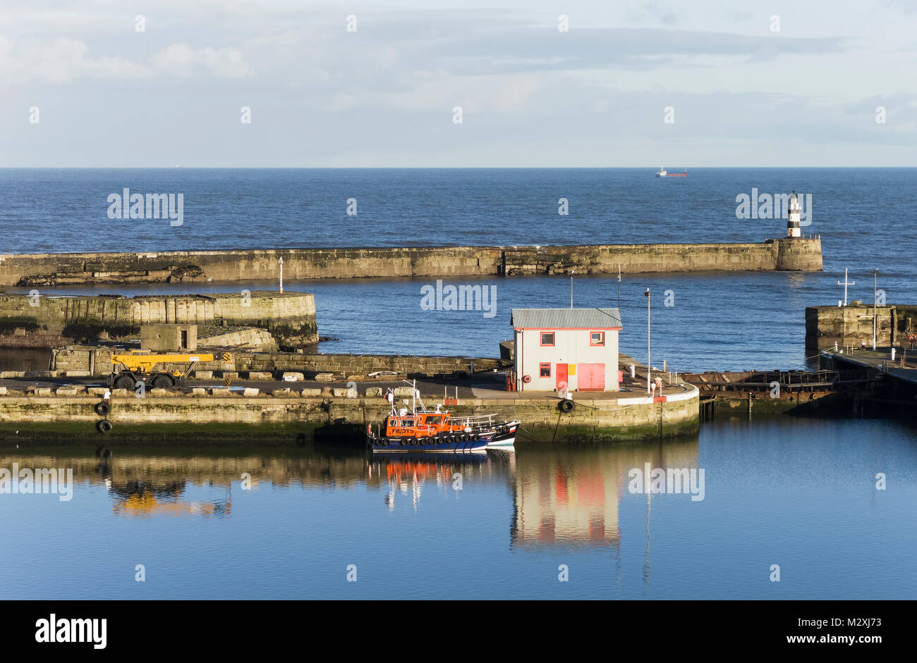 Seaham harbour, county Durham with pier and lighthouse Stock Photo - Alamy
