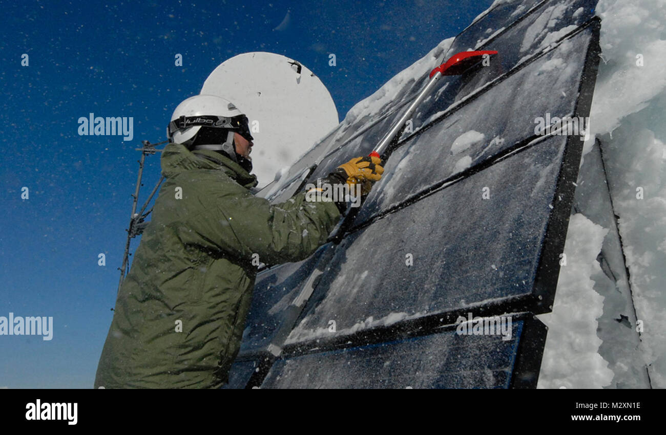 Clears ice and snow from solar panels that power a microwave link site ...