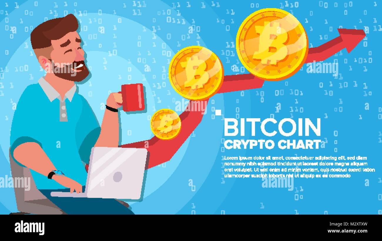 Bitcoin Up Trend, Growth Concept Vector. Trade Chart. Virtual Money ...