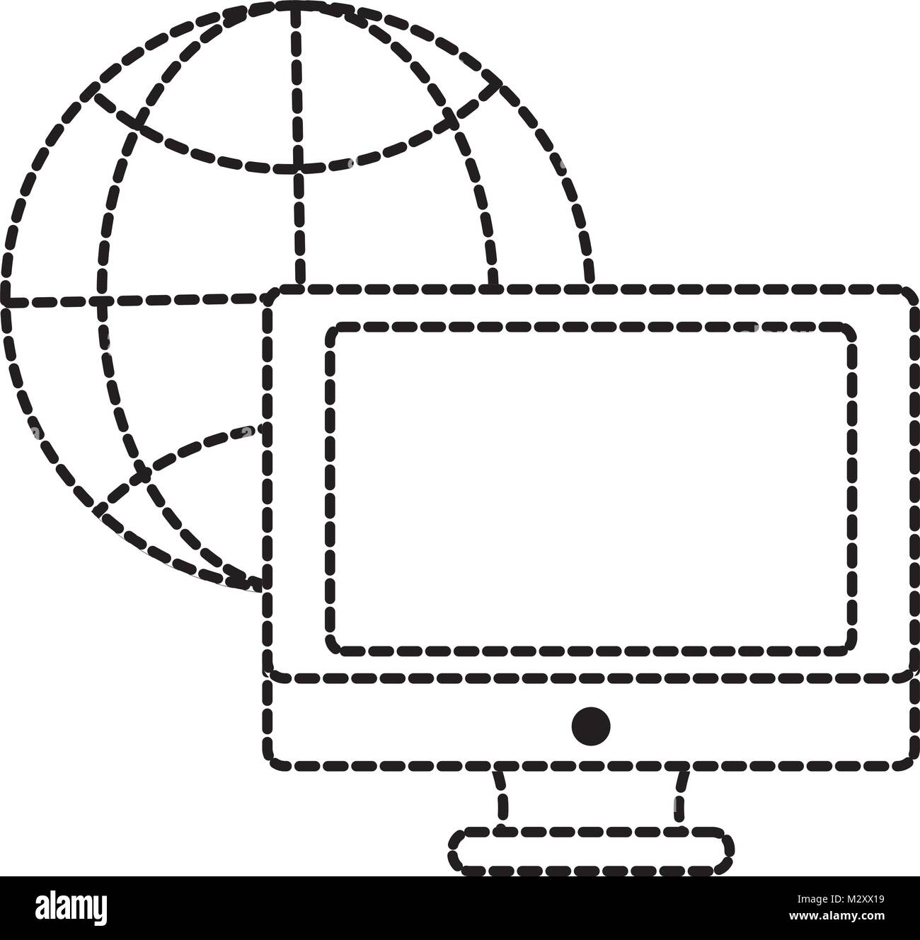 dotted shape screen computer technology with global connection Stock ...