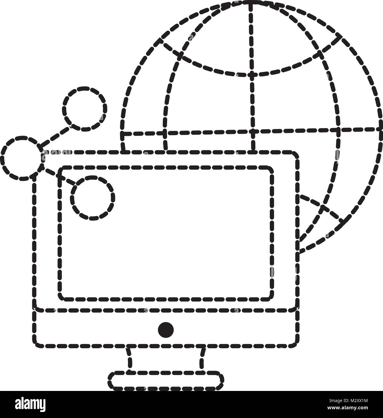 dotted shape screen computer with share and global connection Stock ...