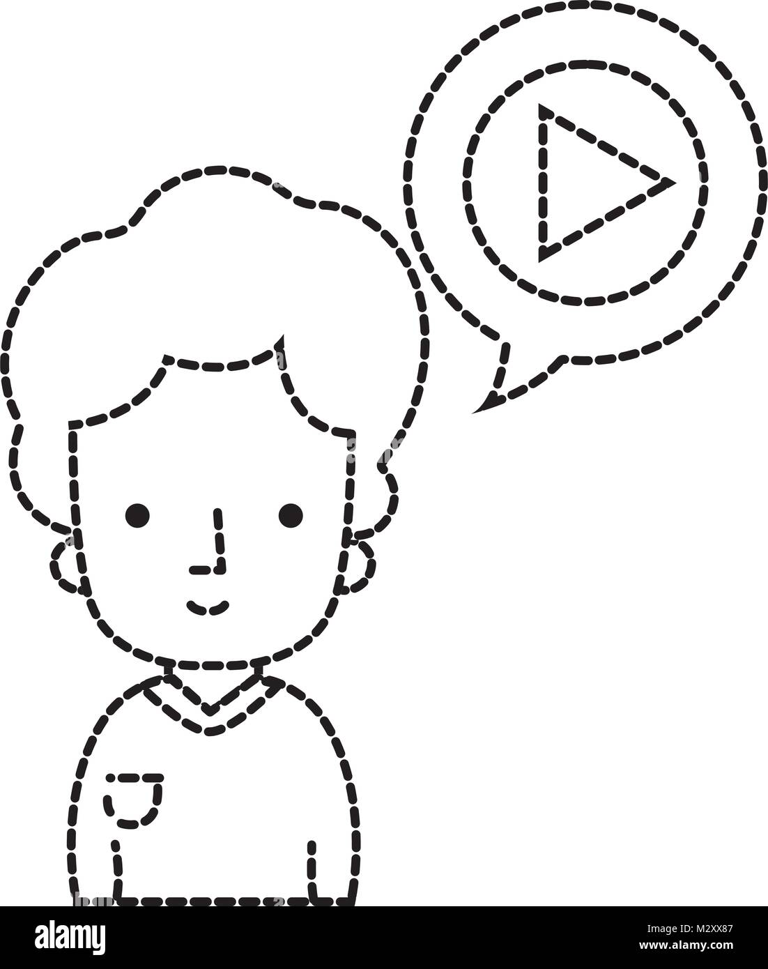 dotted shape man with t-shirt and video inside chat bubble Stock Vector ...