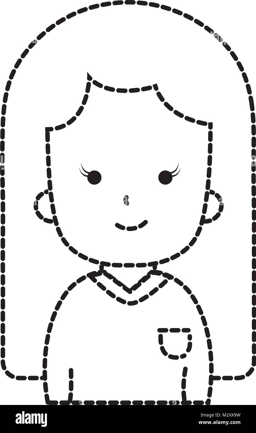 dotted shape pretty woman with blouse and hairstyle design Stock Vector ...