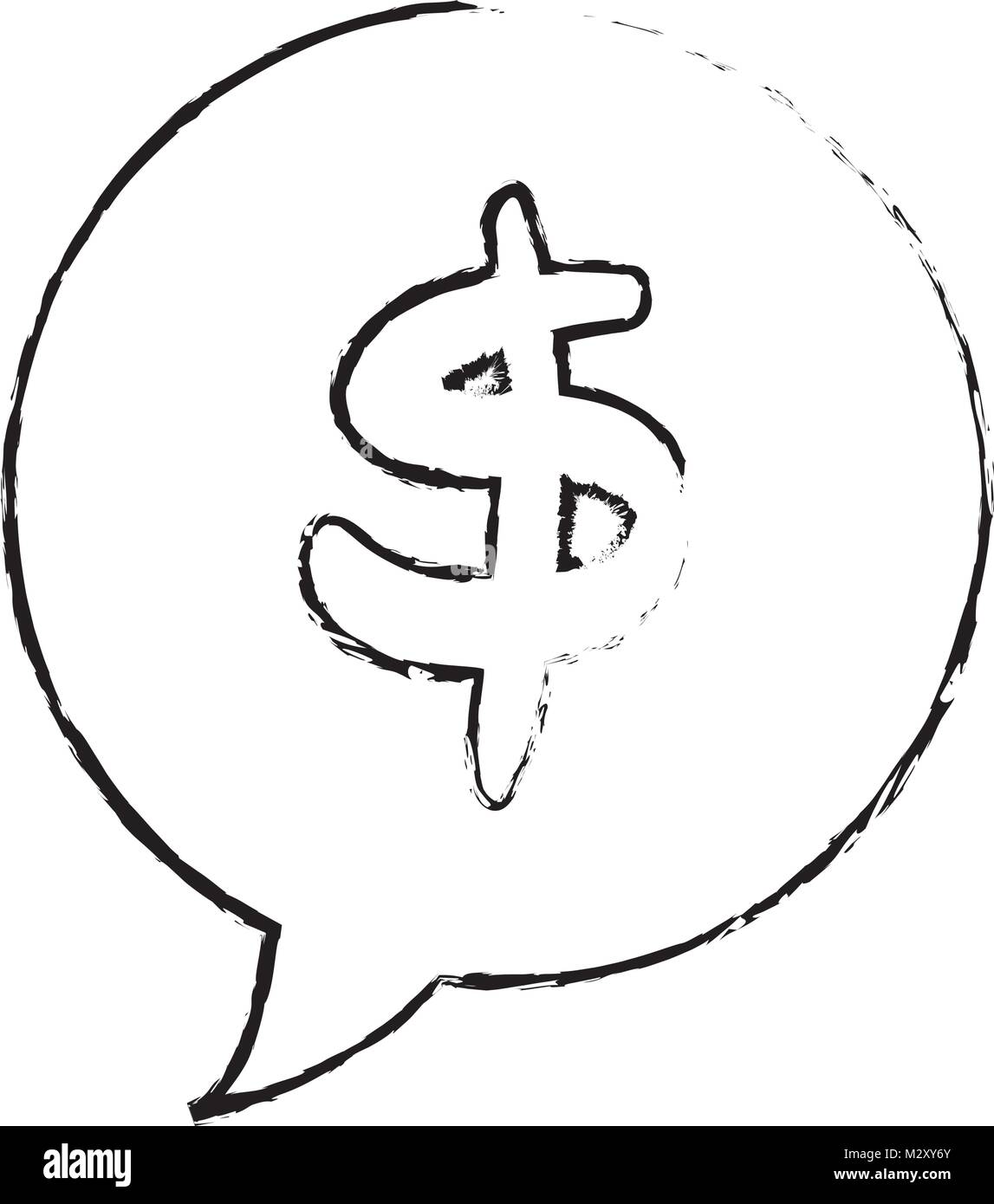grunge chat bubble with dollar symbol money inside Stock Vector Image ...