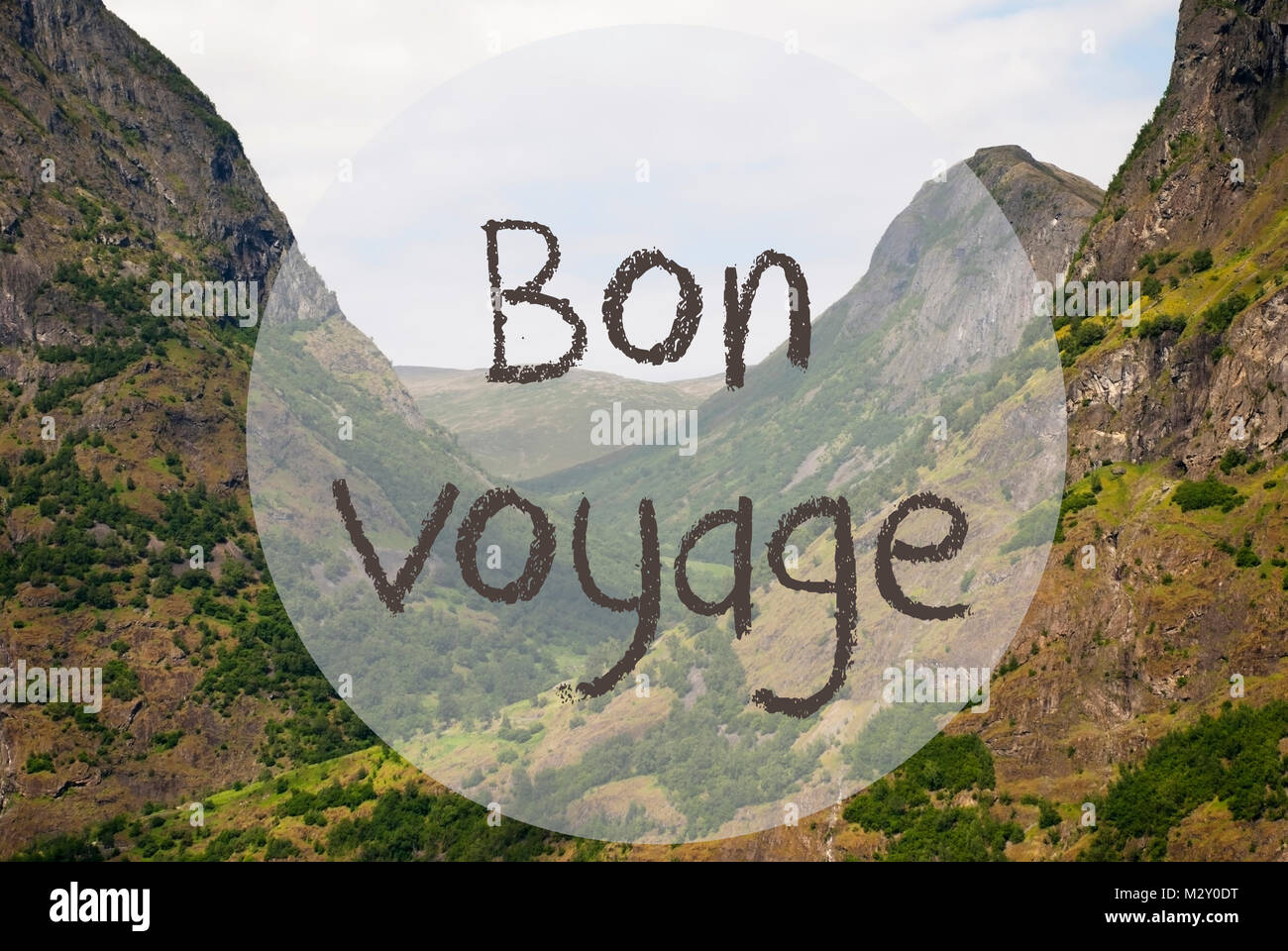 Valley And Mountain, Norway, Bon Voyage Means Good Trip Stock Photo - Alamy