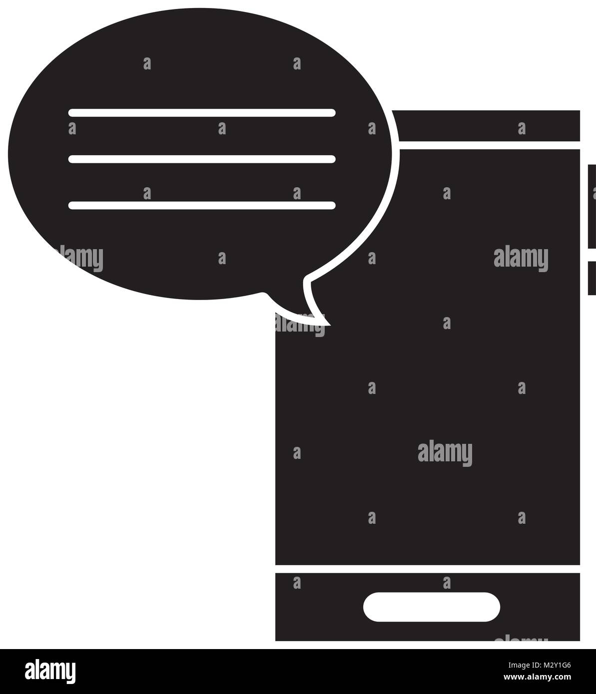 silhouette smartphone technology with chat bubble message Stock Vector ...