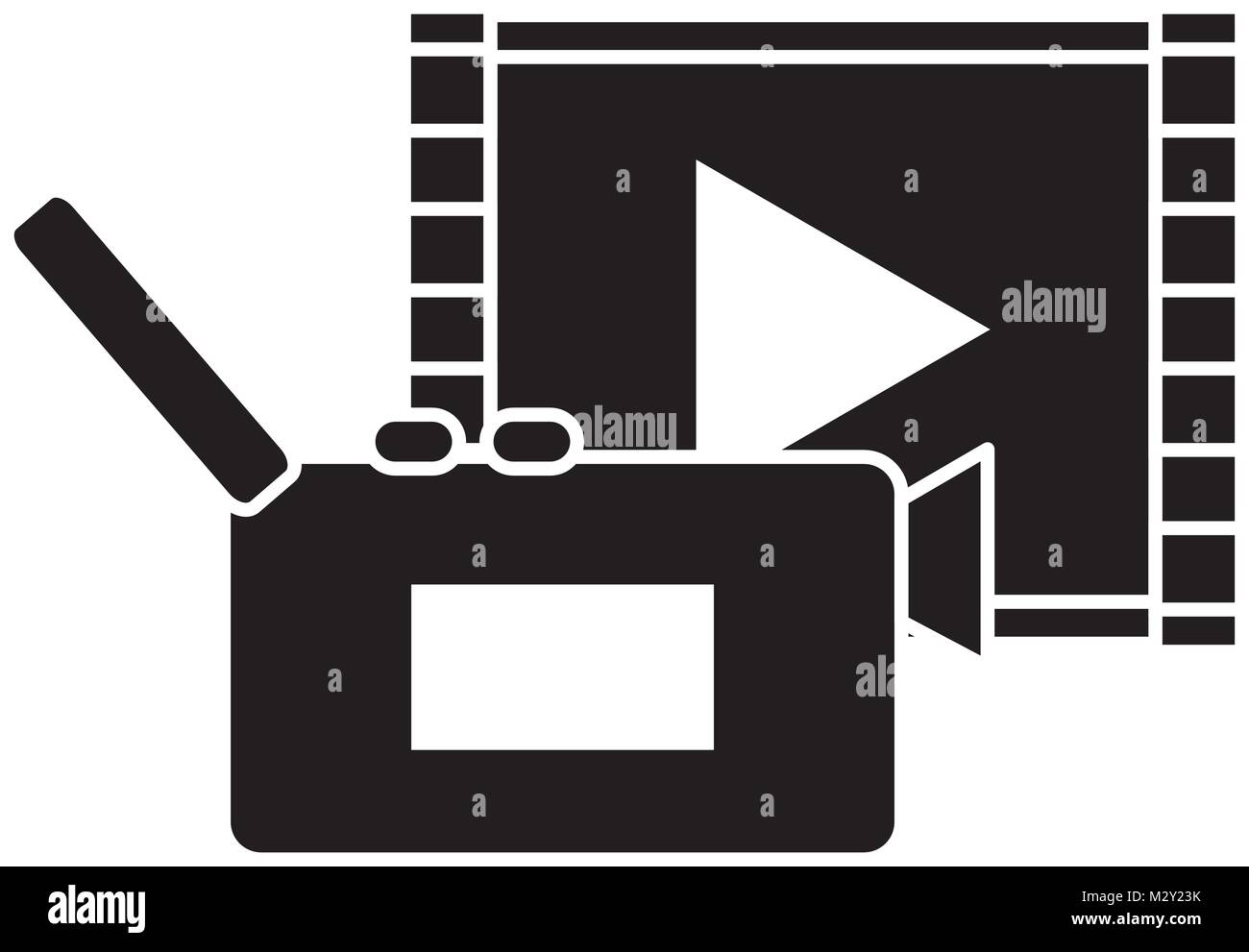 silhouette video camera recorder with play video Stock Vector Image ...