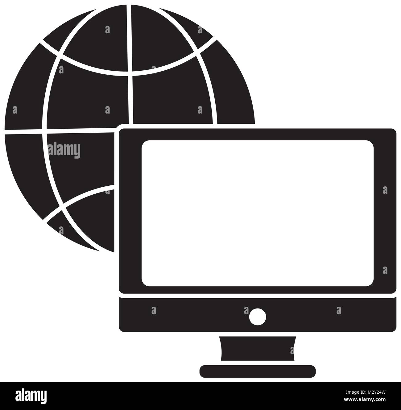 silhouette screen computer technology with global connection Stock ...