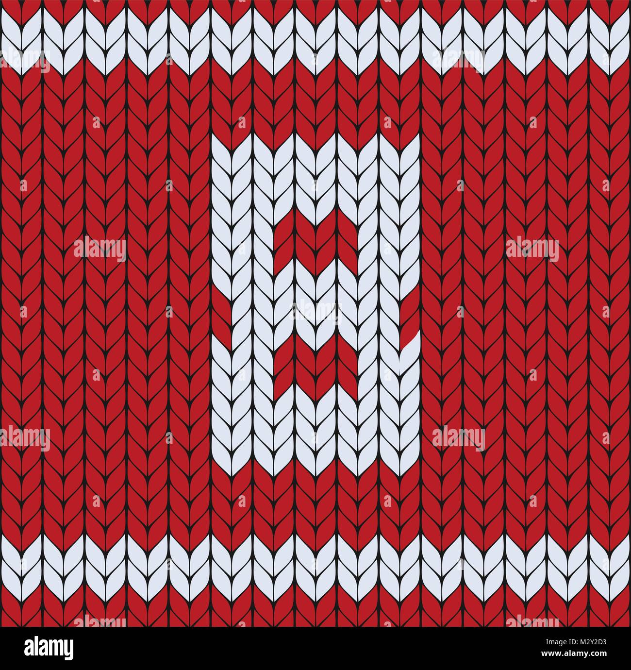 Number eight symbol, happy womens day background, red knitted vector ...
