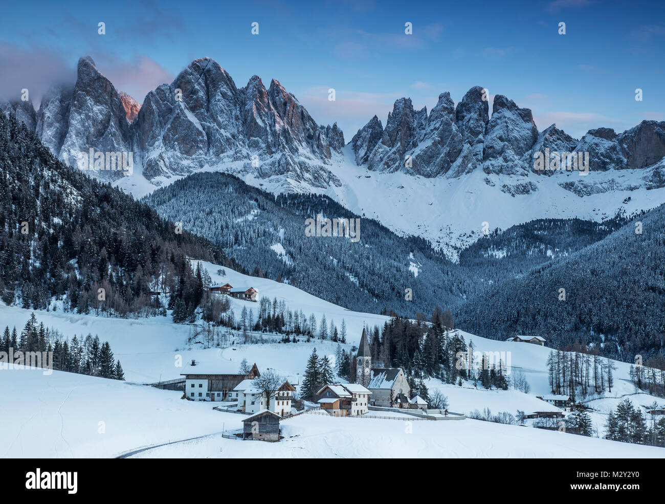 Santa Maddalena, Dolomites Mountains, evening landscape, Tyrol, Alps ...