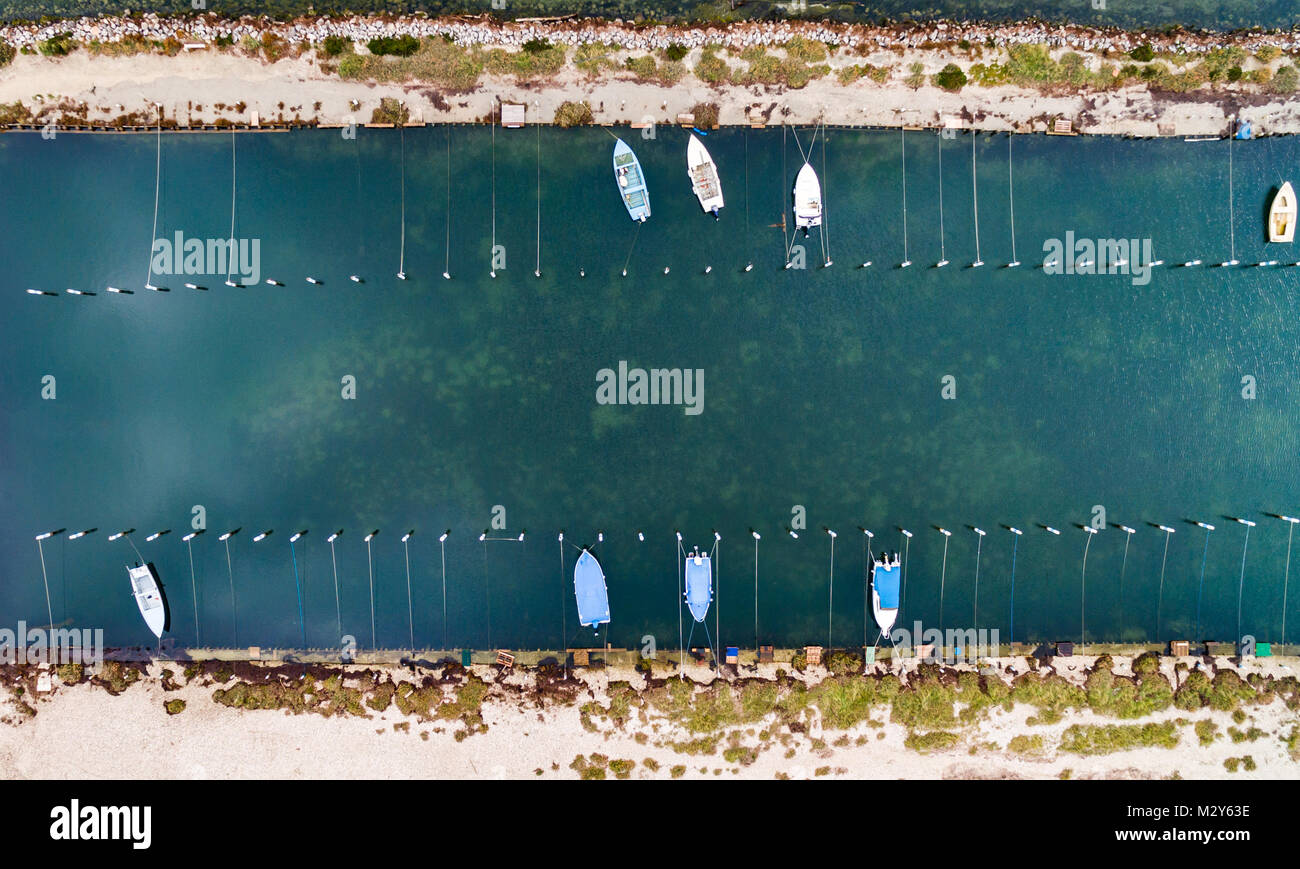 Top Aerial view of pier and boats from drone Stock Photo - Alamy