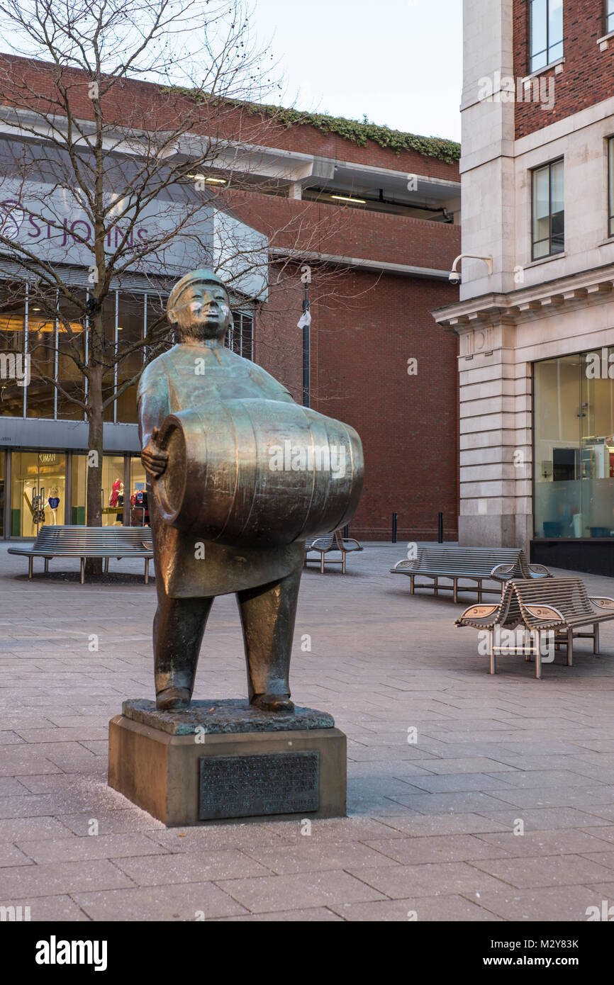 Leeds, St Johns Centre, Dortmund Drayman sculpture celebrating twinning ...