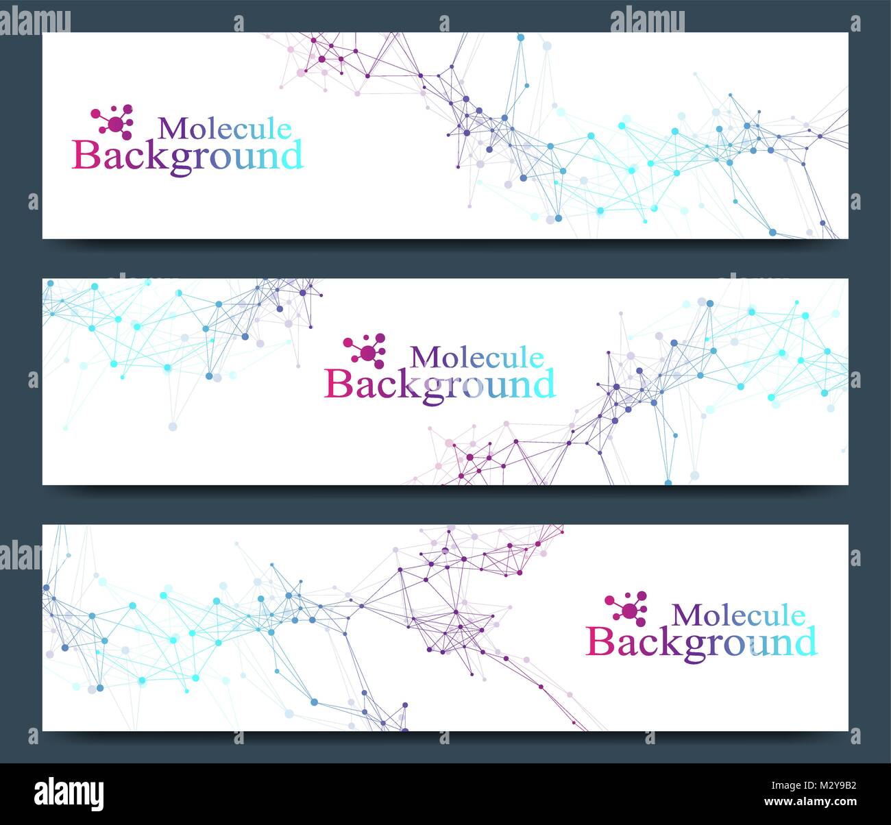 Modern set of vector banners. Molecule DNA and communication background ...