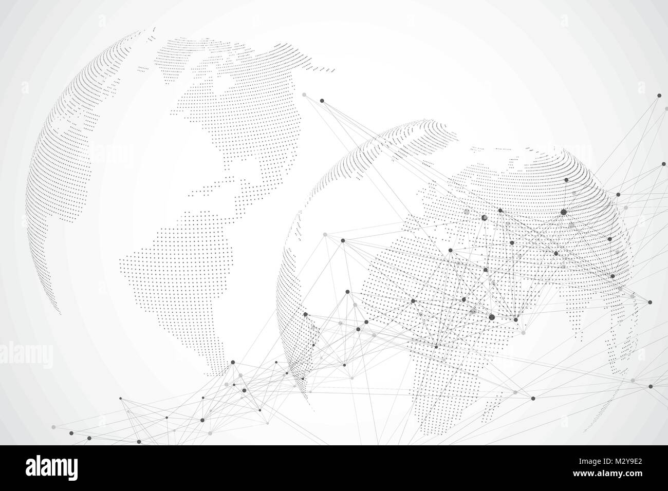 Global network with world map. Abstract vector infinite space ...