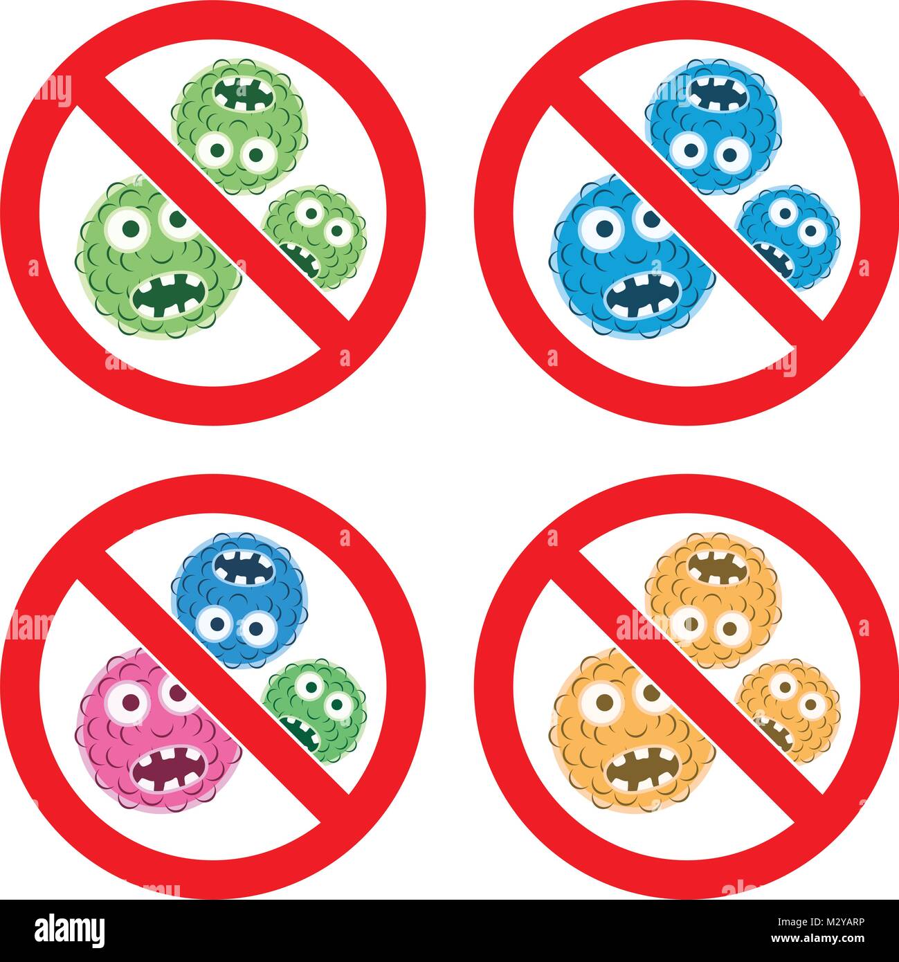 vector set of stop bacteria icons isolated on white background. stop ...