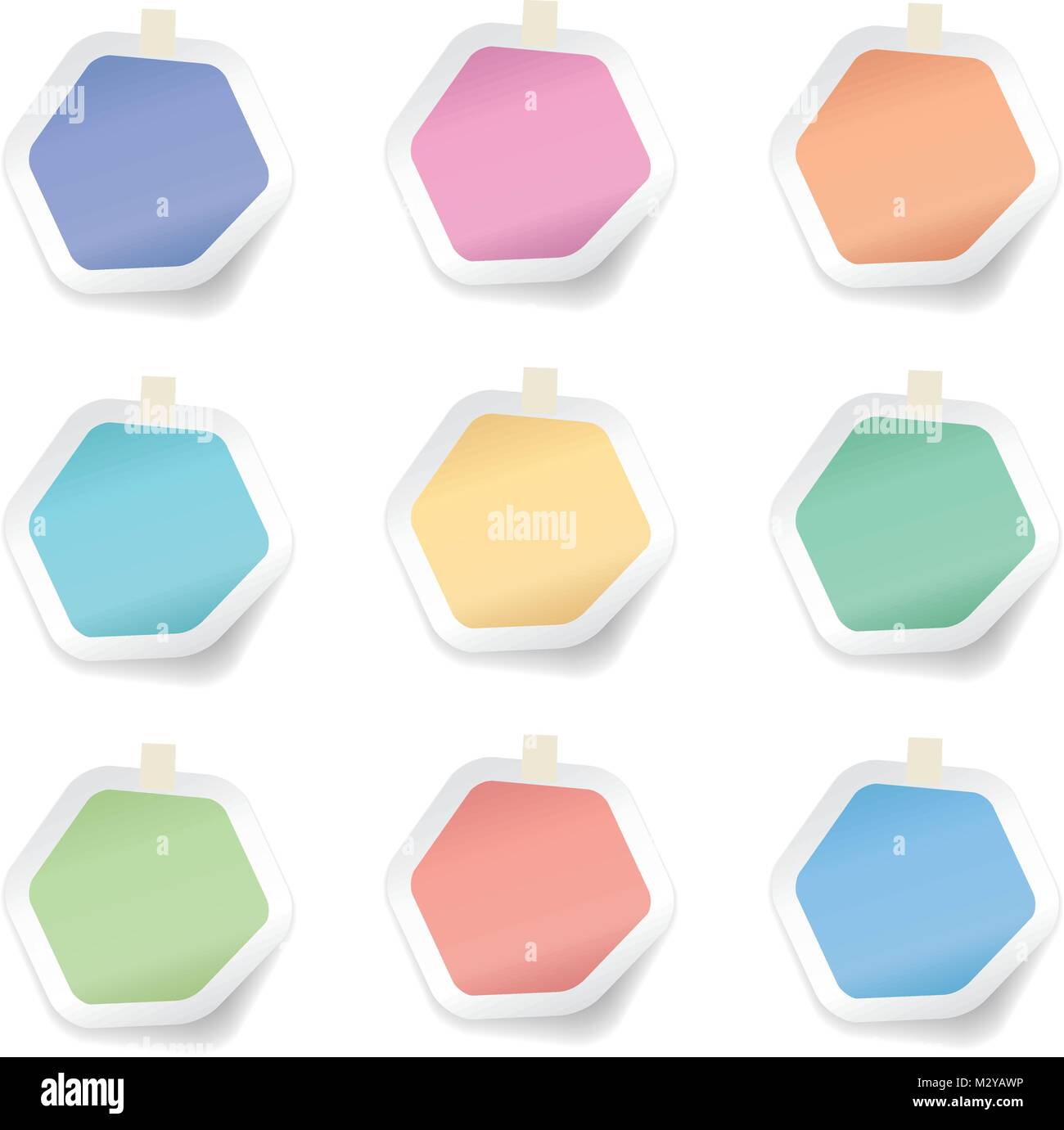 vector collection of colorful hexagon sticky paper notes Stock Vector ...