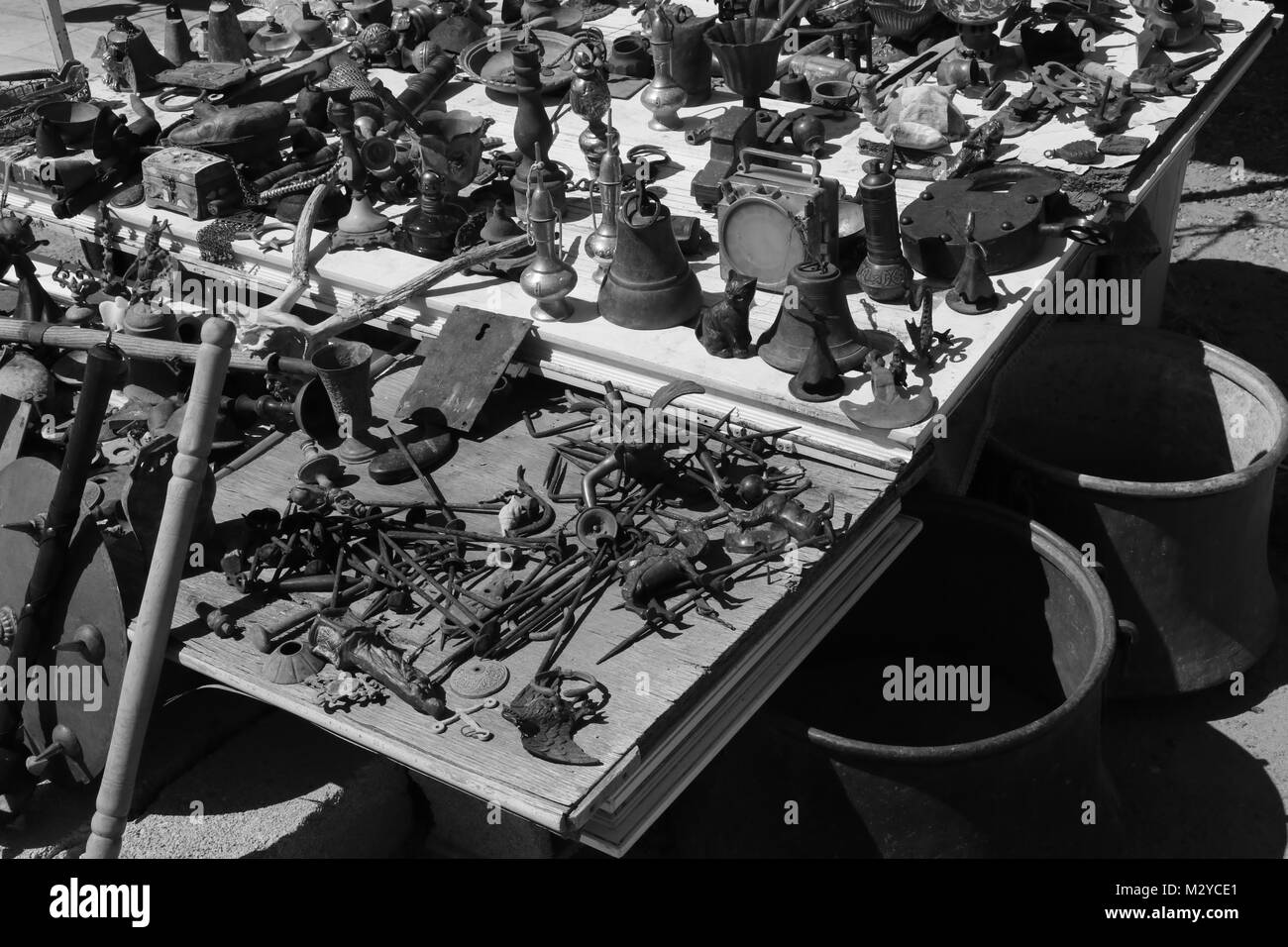 23rd JULY 2017, CAPPADOCIA,TURKEY: A Turkish stall with antique items ...