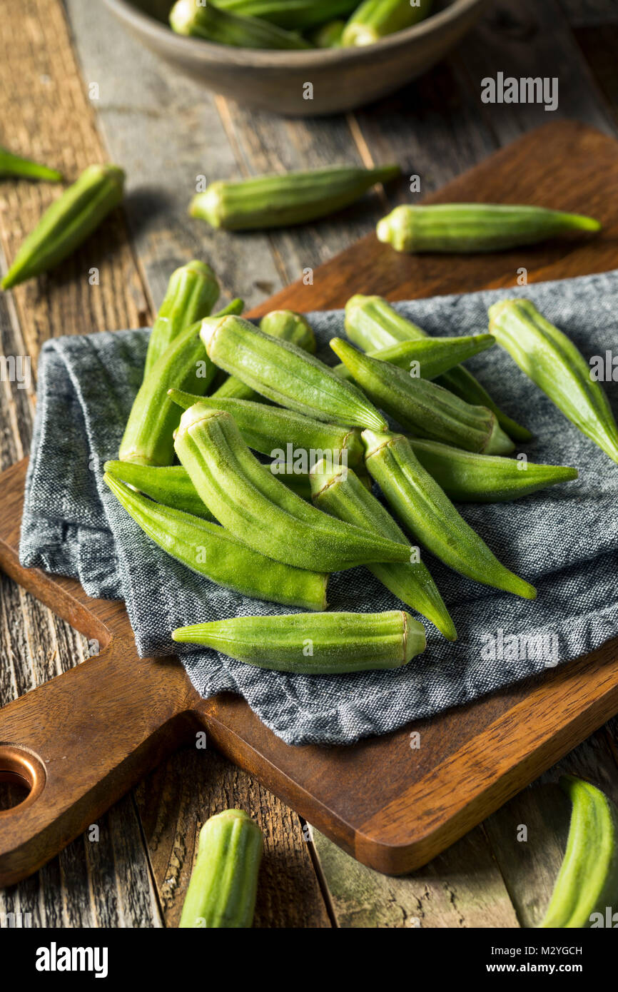 Raw Green Organic Okra Vegetables Ready to Cook Stock Photo - Alamy