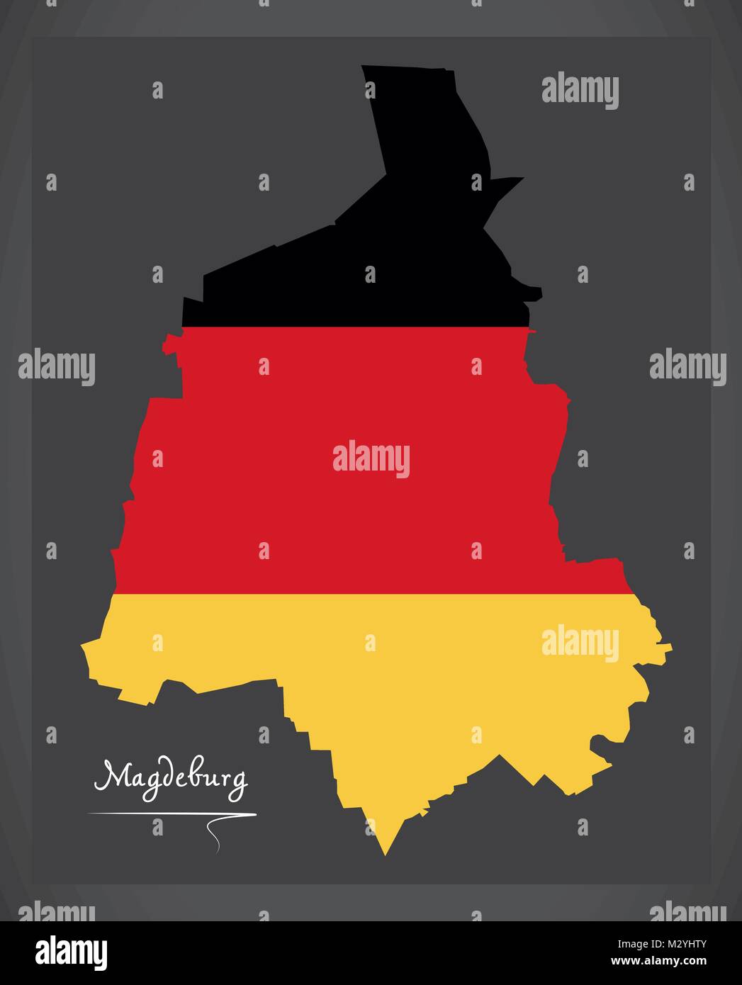 Magdeburg map with German national flag illustration Stock Vector Image ...