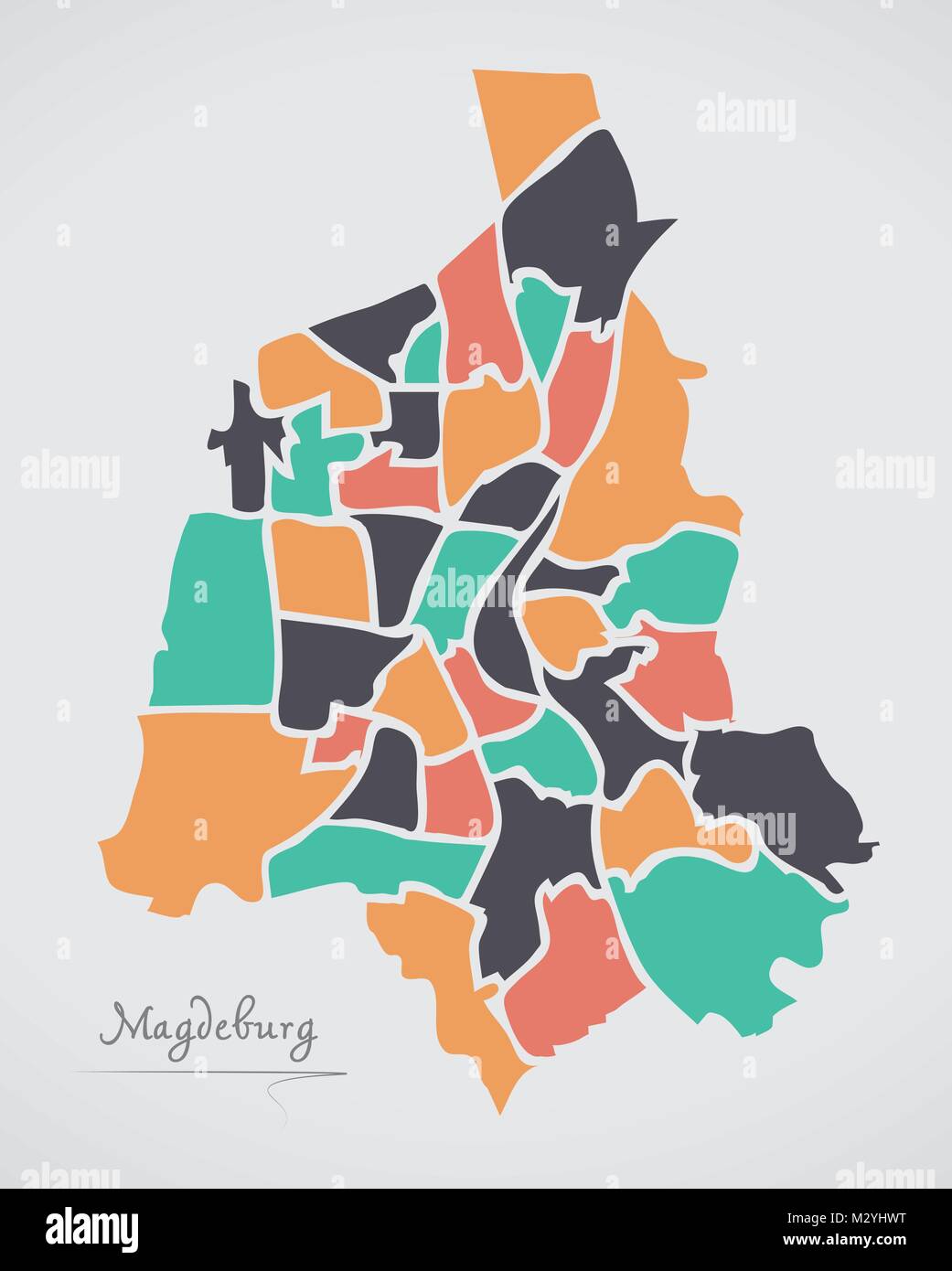 Magdeburg Map with boroughs and modern round shapes Stock Vector Image & Art - Alamy