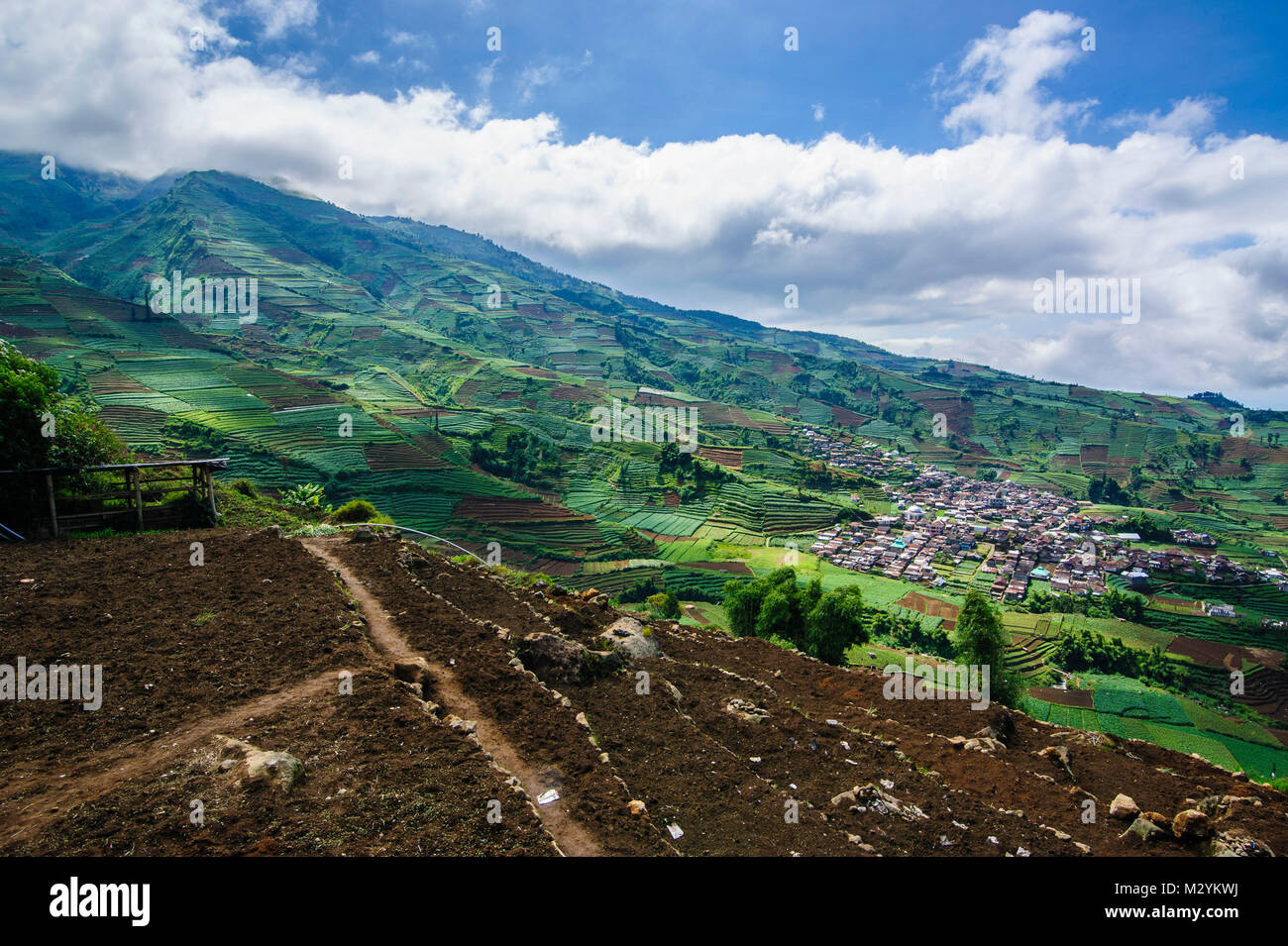 Overlook over the Dieng Plateau, Java, Indonesia Stock Photo - Alamy