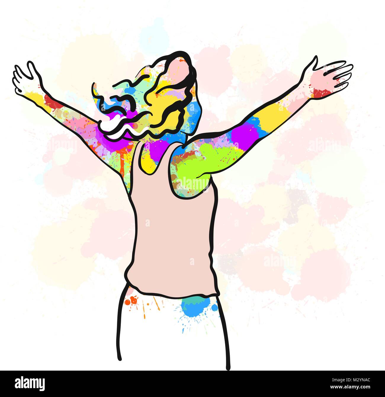 Freedom Feel Good Travel Concept. Hand Drawn Vector Illustration ...