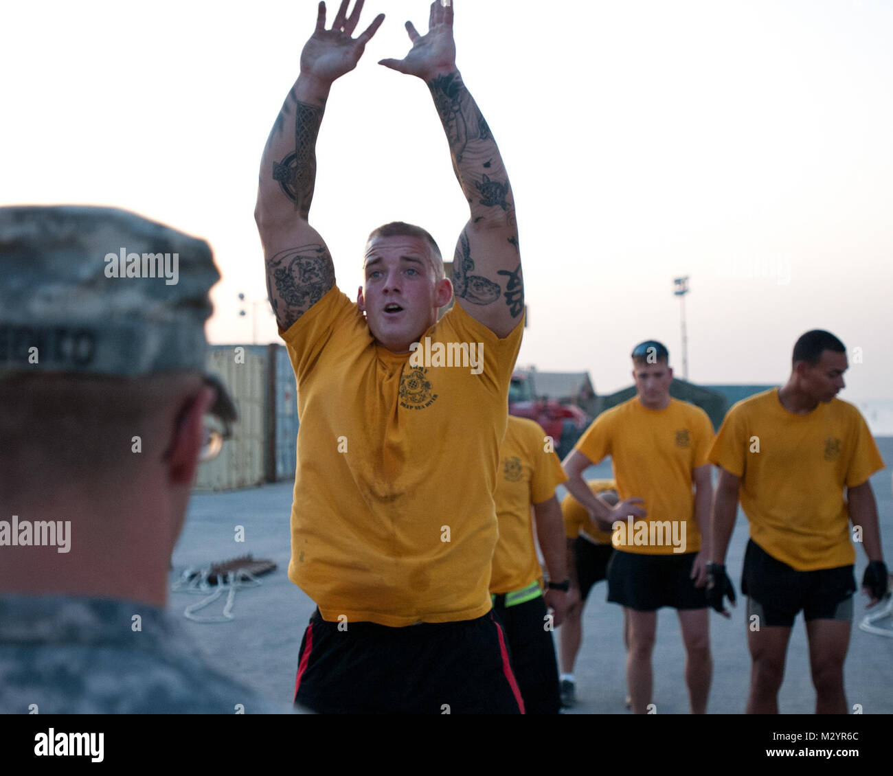 The Army dive team works on completing 250 burpees during the Diver 250 ...