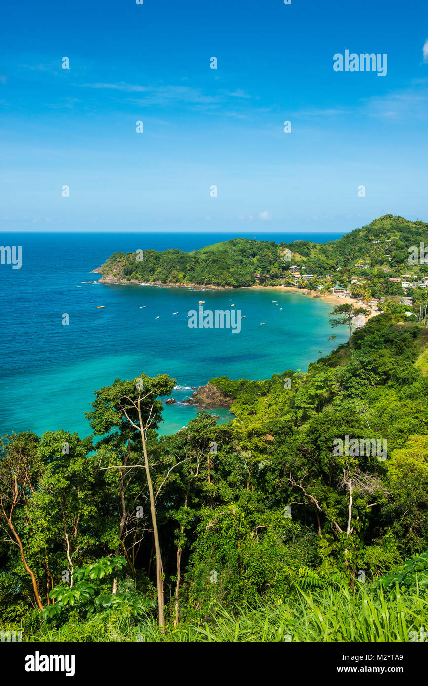 View over the bay of castara hi-res stock photography and images - Alamy
