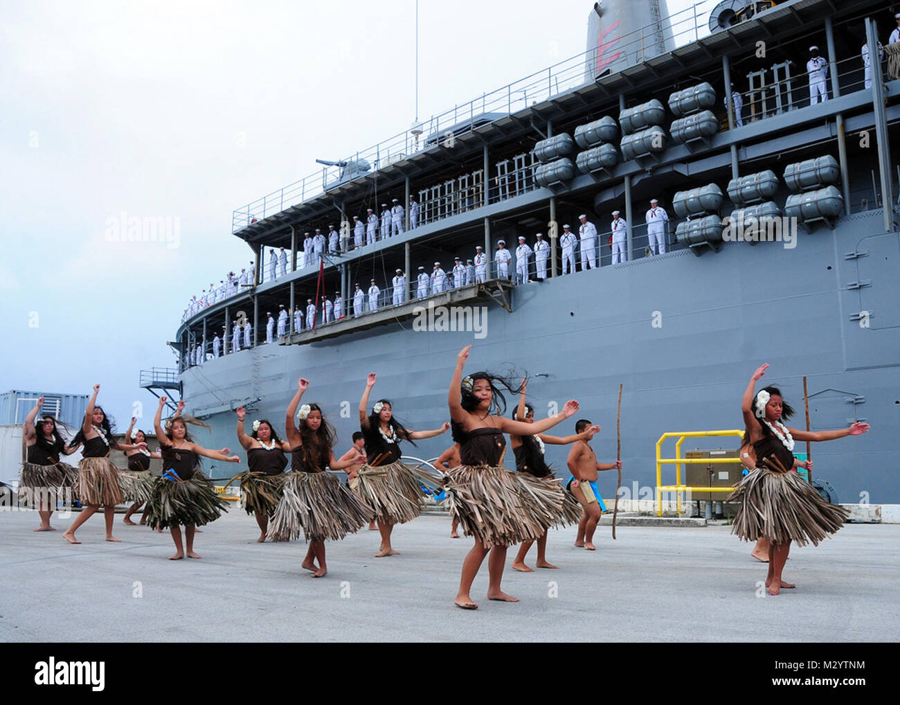 Island dancers perform for the submarine tender USS Frank Cable by # ...