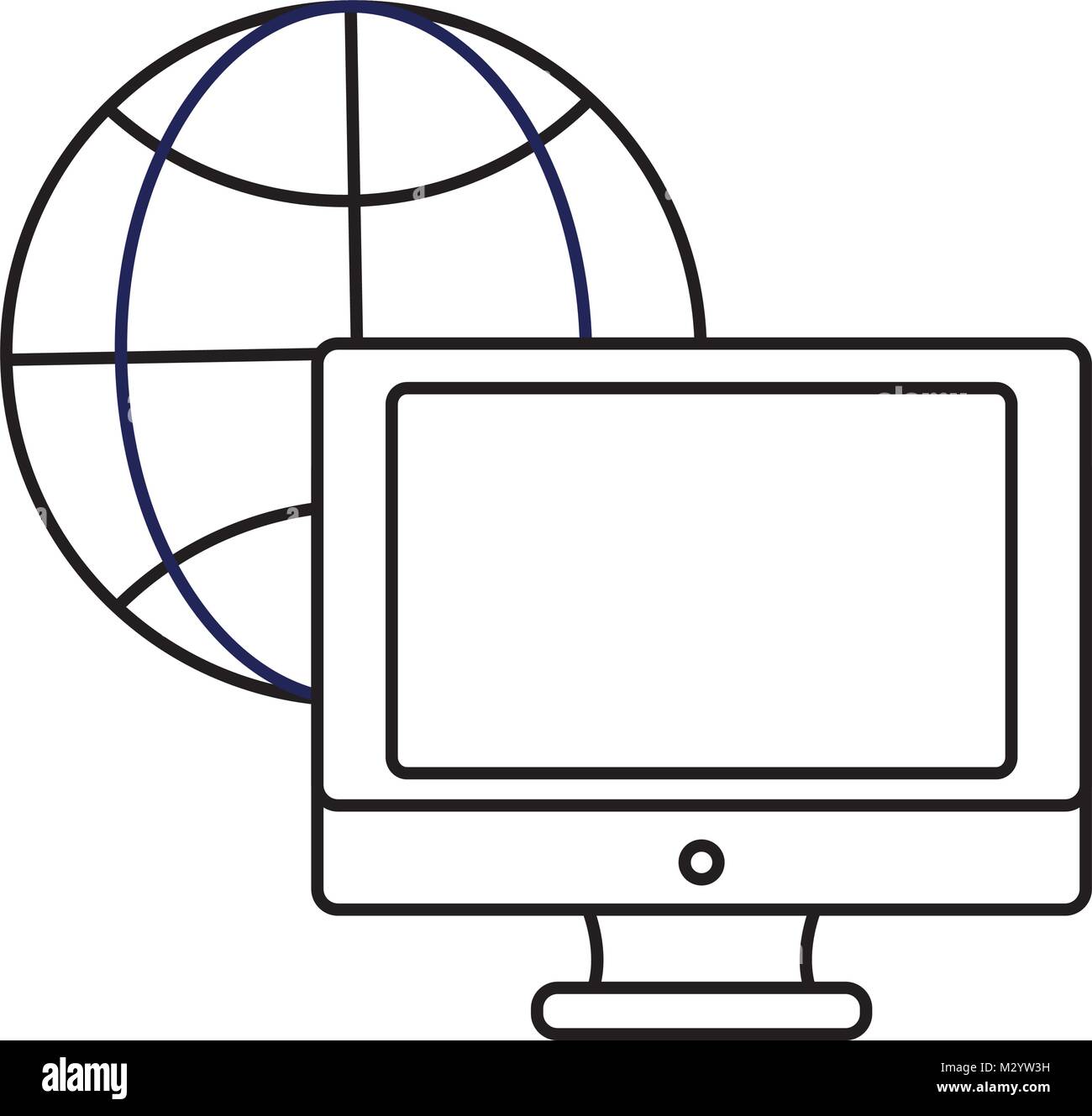 line screen computer technology with global connection Stock Vector ...