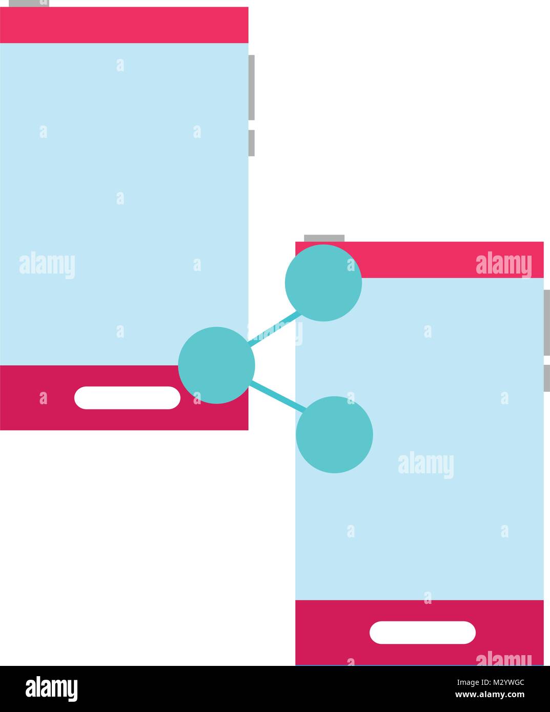 colorful smartphones technology with share social connect Stock Vector ...