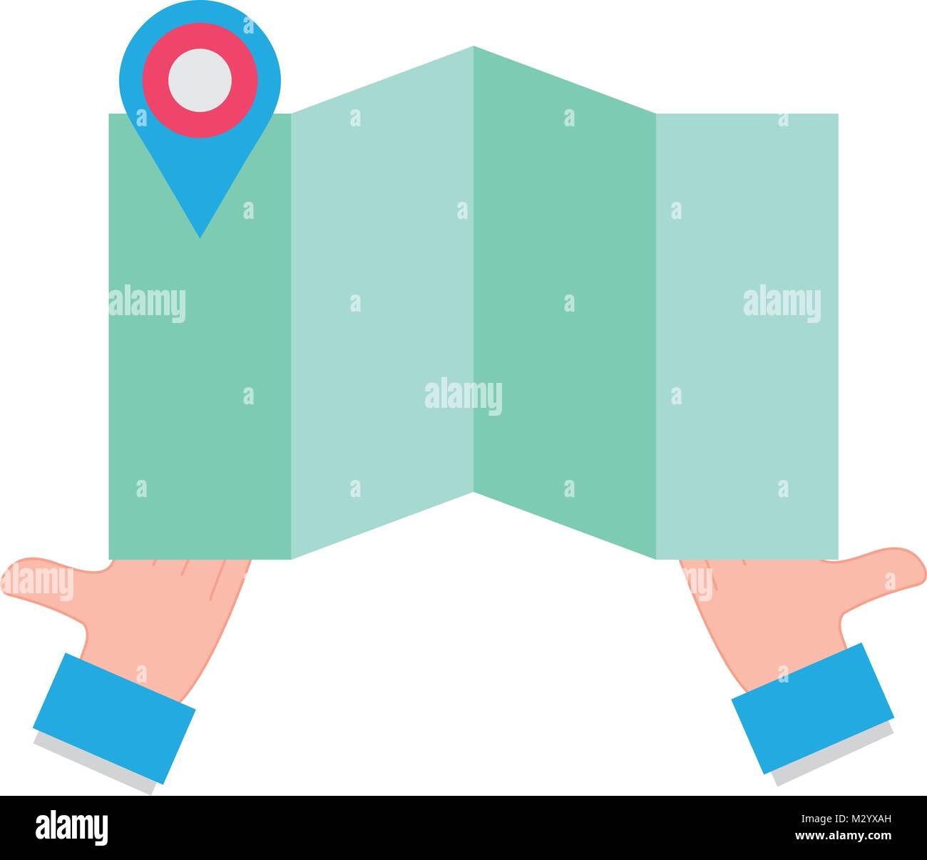 colorful man hands with abstract map and location symbol Stock Vector ...