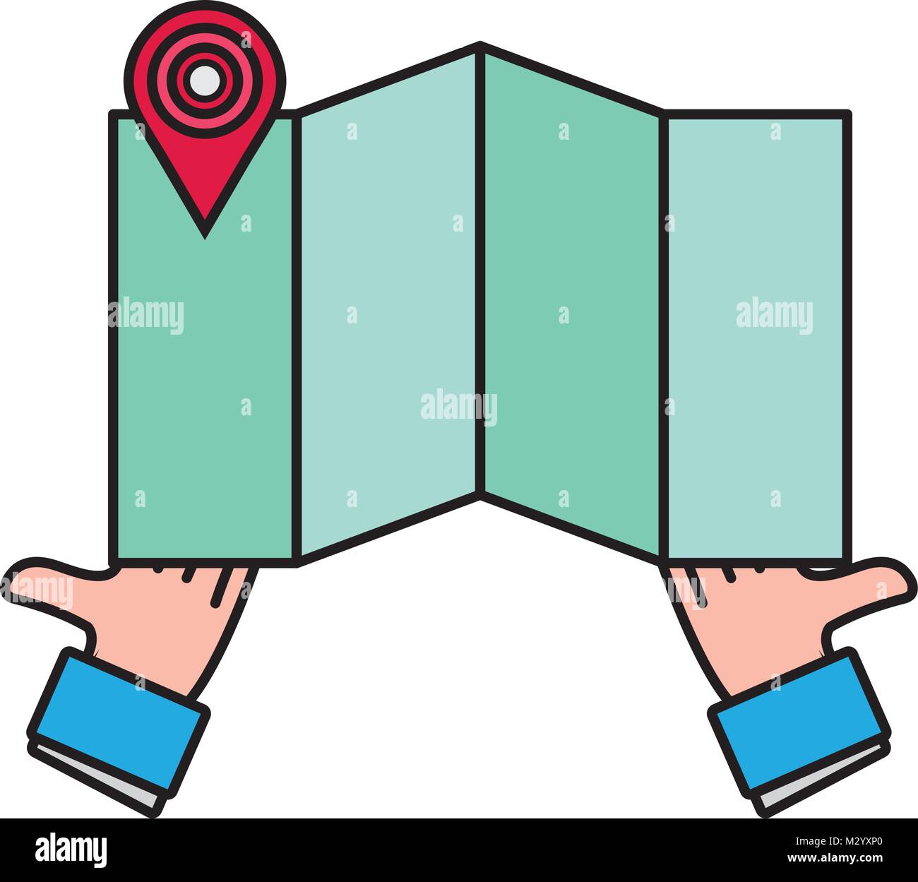 man hands with abstract map and location symbol Stock Vector Image ...