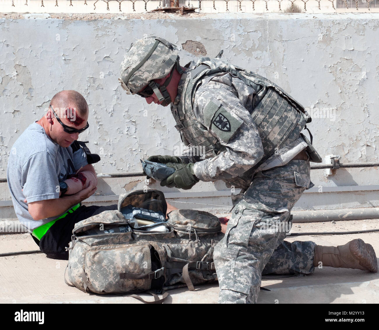 Soldiers with the 492nd Harbor Master Detachment assess and treat ...