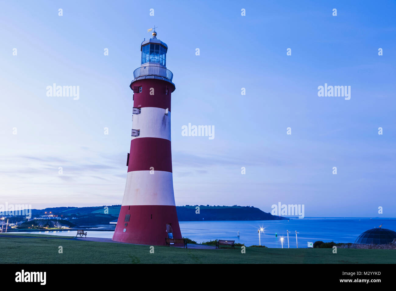 England, Devon, Plymouth, Plymouth Hoe, Smeaton's Tower aka Eddystone Lighthouse Stock Photo - Alamy