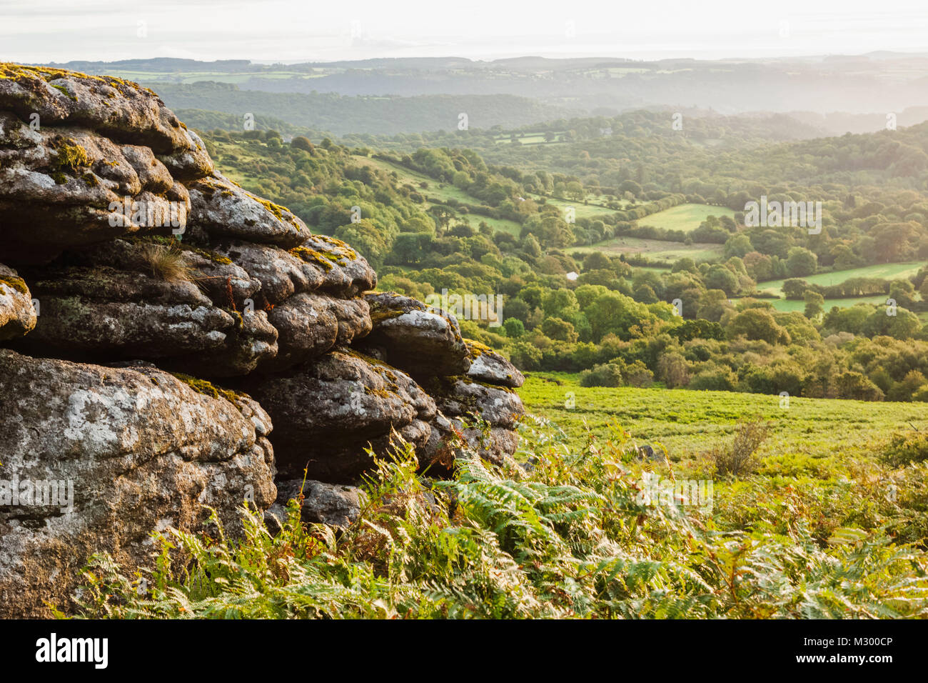 England, Devon, Dartmoor, Hound Tor, View of Dartmoor from Hound Tor ...