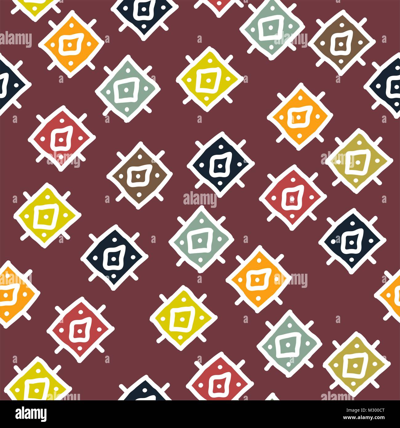 vector abstract background with seamless african colorful rhombuses ...