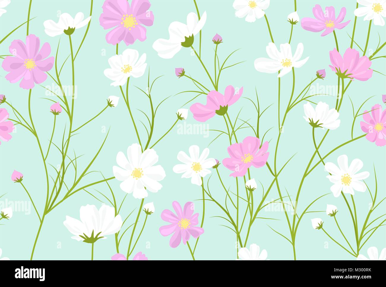 vector seamless floral pattern with cosmos flowers Stock Vector Image ...