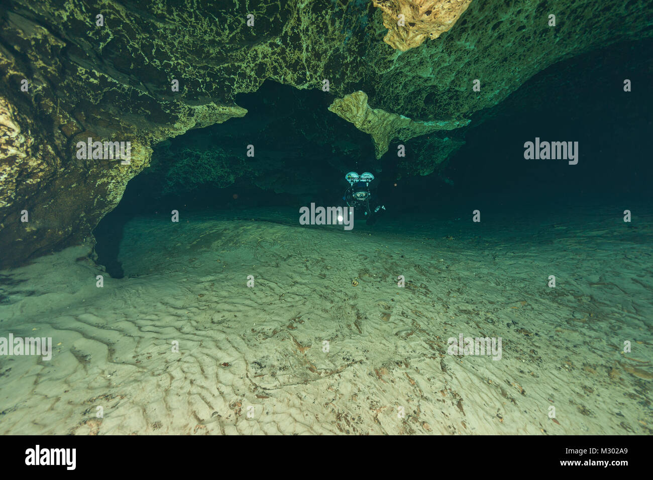 divers underwater caves diving Ginnie Springs Florida USA Stock Photo ...